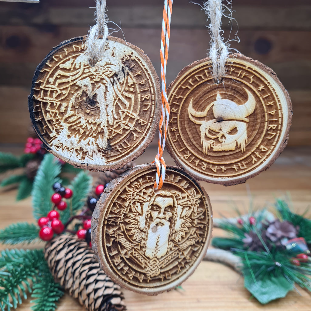 Yule Tree Log Slice Decoration (Set of 5) – Skullvikings