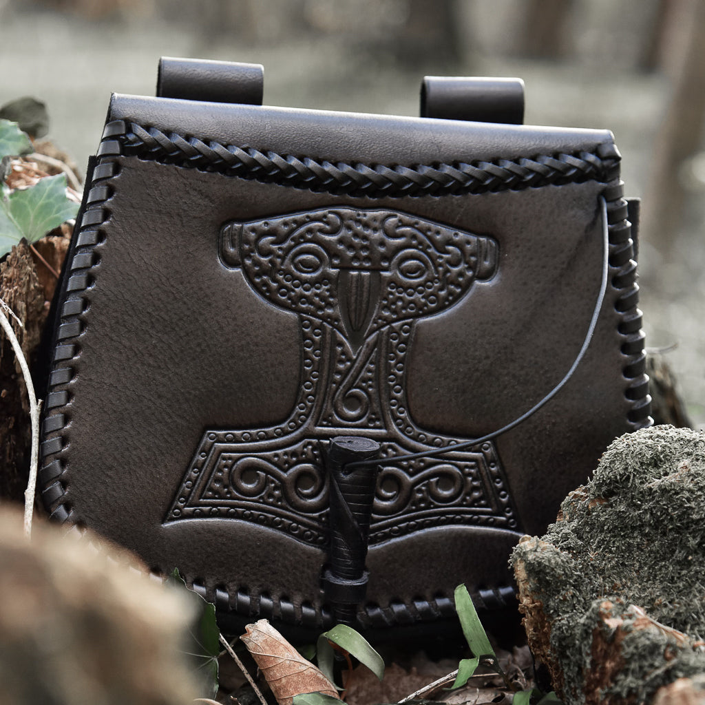 Thor's Hammer Black Leather Pouch – Skullvikings