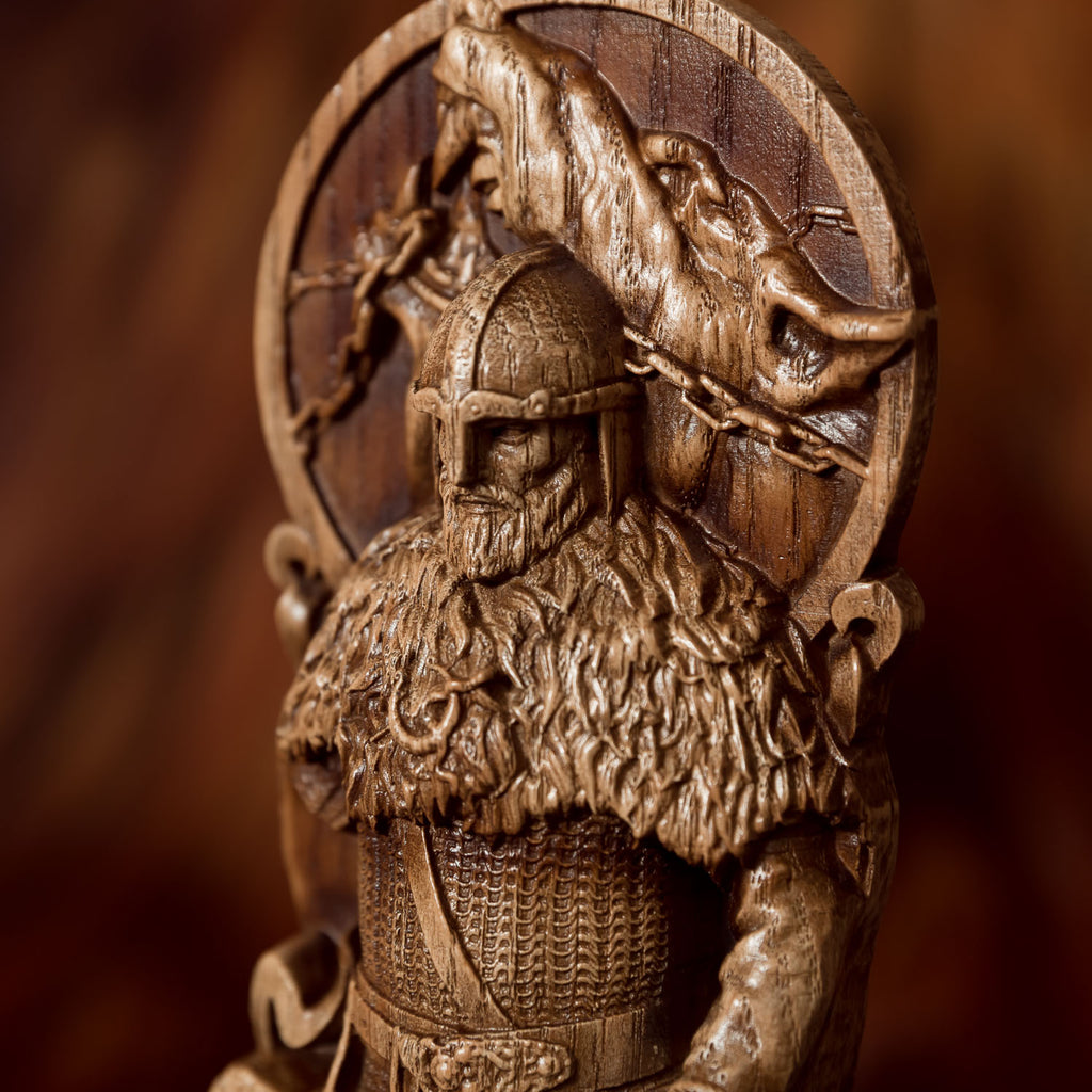 Tyr God Wood Carving / Statue – Skullvikings