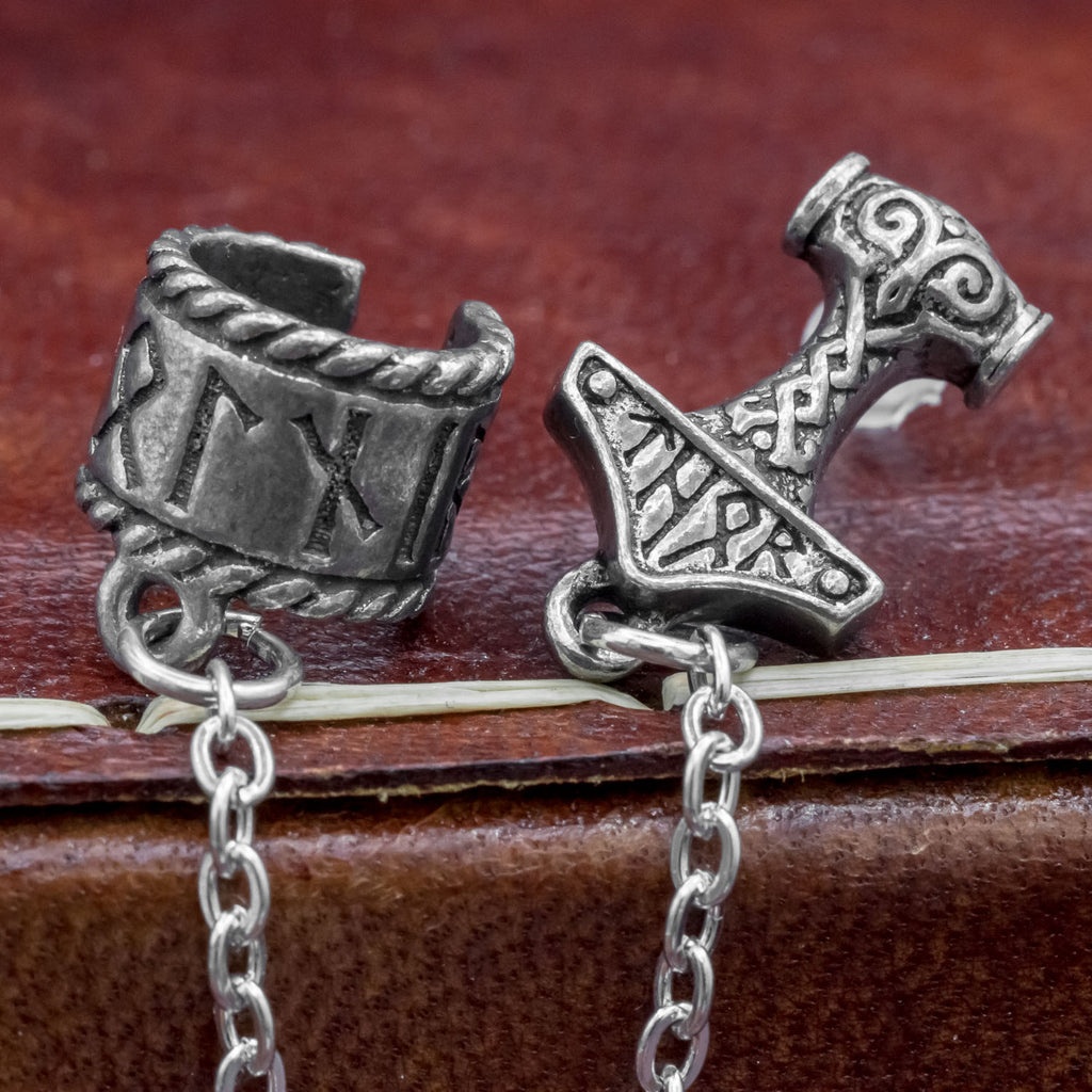 Thor's Hammer and Runes Cuff Stud – Skullvikings