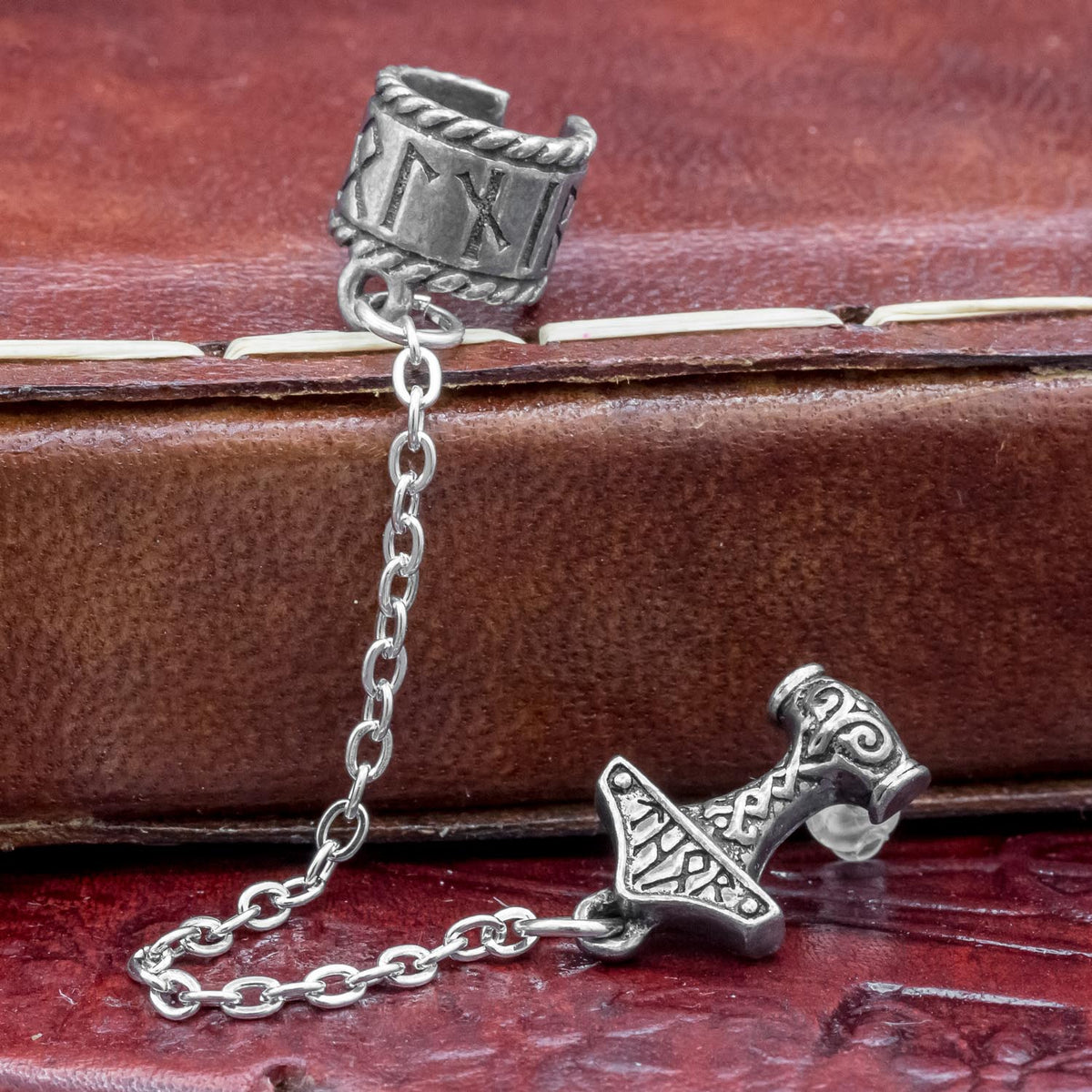 Thor's Hammer and Runes Cuff Stud – Skullvikings